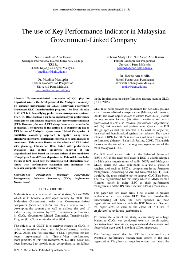(PDF) The use of Key Performance Indicator in Malaysian Government ...