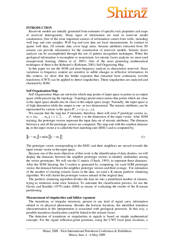 (PDF) Unsupervised Seismic Facies Analysis Using Singularity and Self-organizing Maps in ...