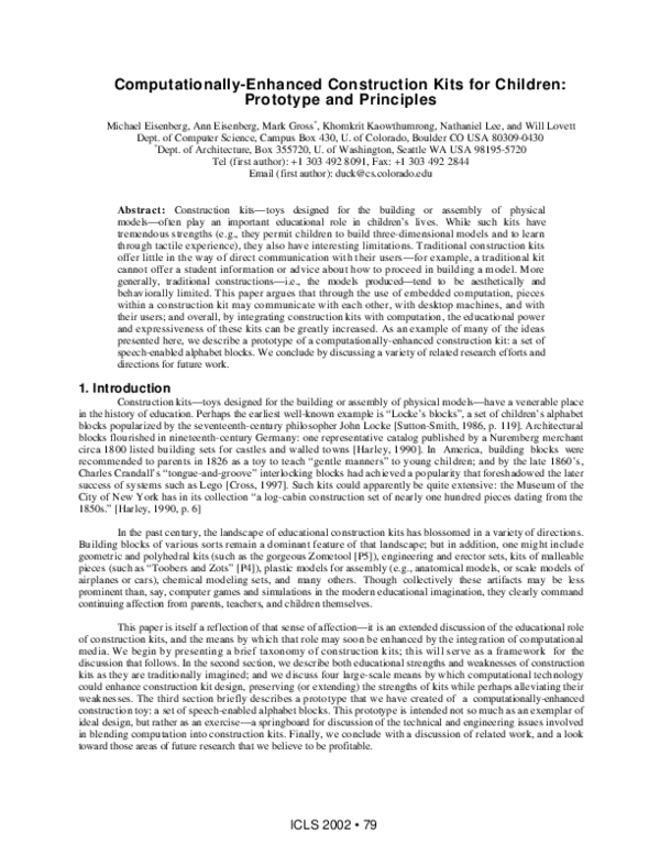 (PDF) Computationally-enhanced construction kits for children ...