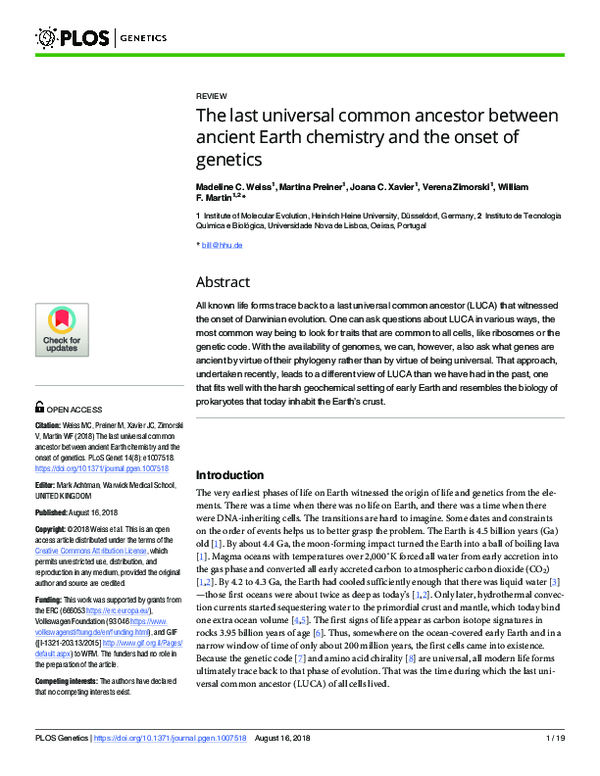 (PDF) The last universal common ancestor between ancient Earth ...