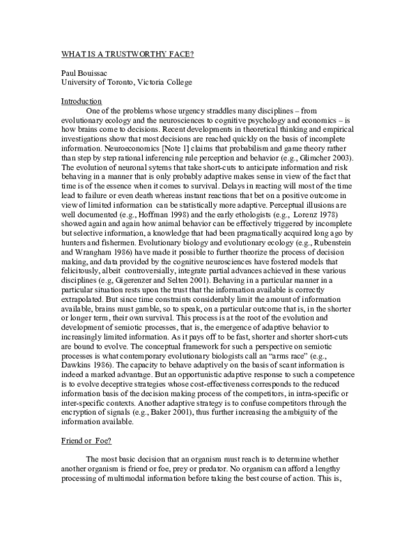 (PDF) What is a Trustworthy Face?
