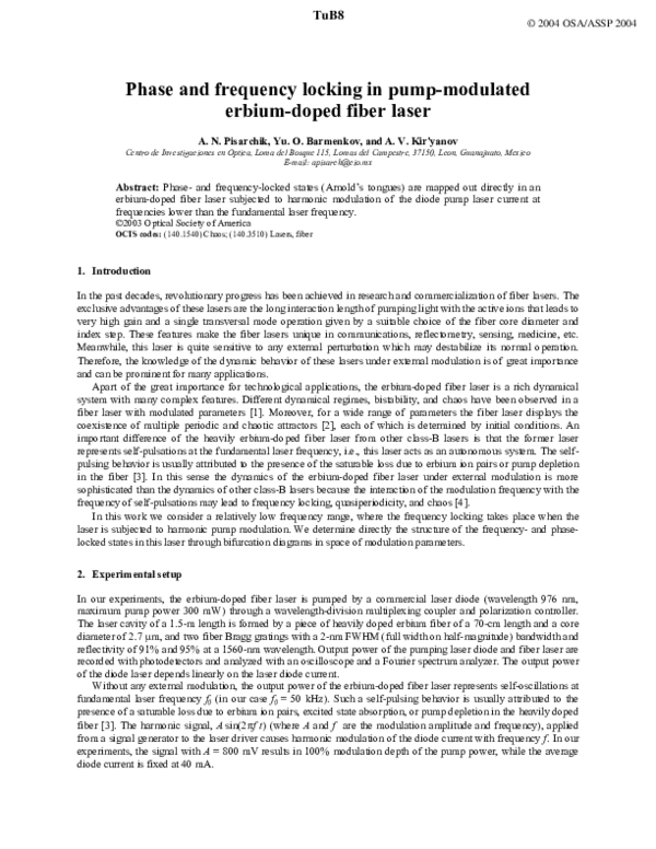 (PDF) Phase and frequency locking in pump-modulated erbium-doped fiber ...