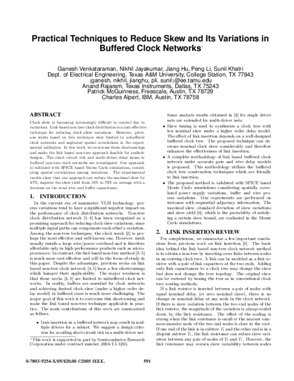 (PDF) Practical techniques to reduce skew and its variations in buffered clock networks