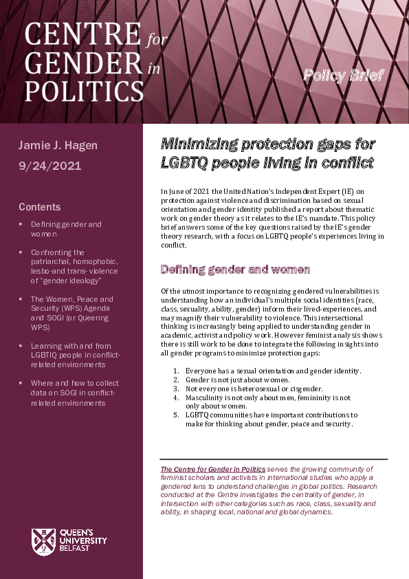 (PDF) Minimizing protection gaps for LGBTQ people living in conflict