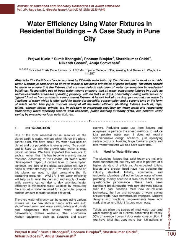 (PDF) Water Efficiency Using Water Fixtures In Residential Buildings ...