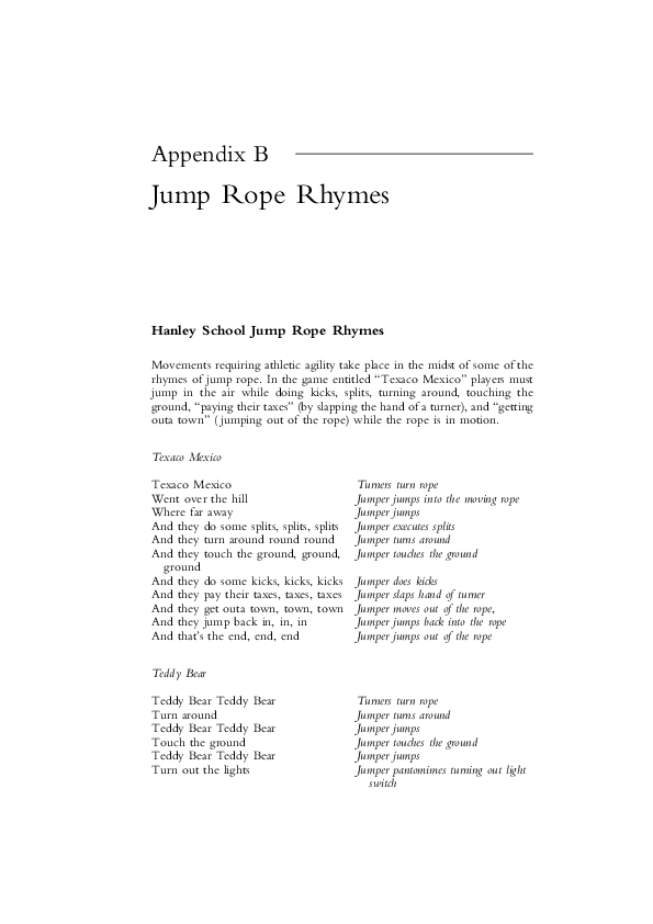 (PDF) Appendix B: Jump Rope Rhymes