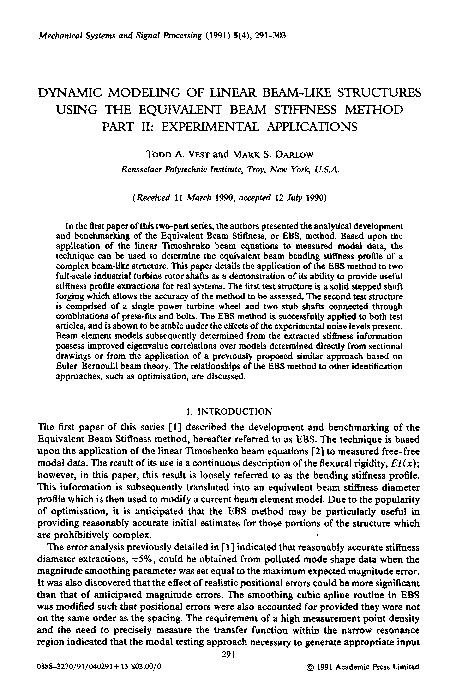 Pdf Dynamic Modeling Of Linear Beam Like Structures Using The