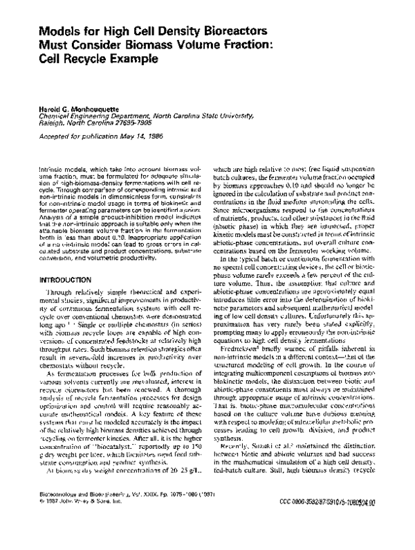(PDF) Models for high cell density bioreactors must consider biomass ...
