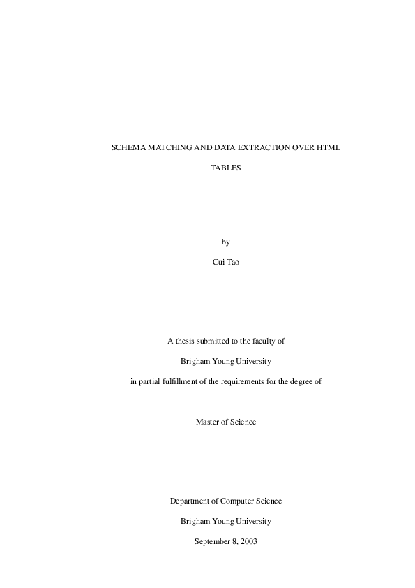 (PDF) Schema Matching and Data Extraction Over HTML Tables
