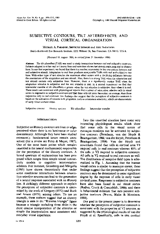 (PDF) Subjective contours, tilt aftereffects, and visual cortical ...