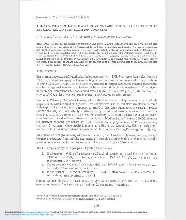 (PDF) The Statistics of Low-Level Counting Using the New Generation of ...