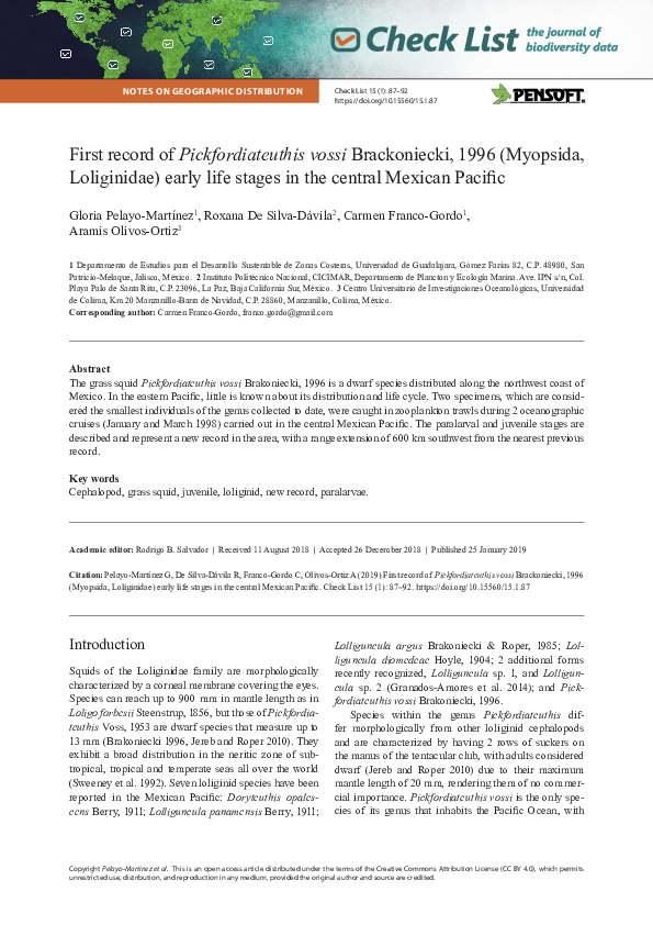 (PDF) First record of Pickfordiateuthis vossi Brackoniecki, 1996 ...