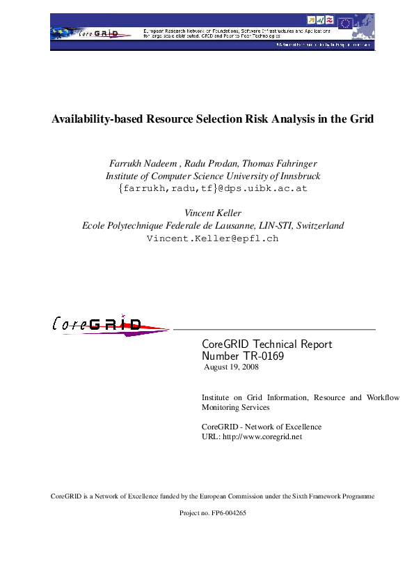 (PDF) Availability-based Resource Selection Risk Analysis in the Grid