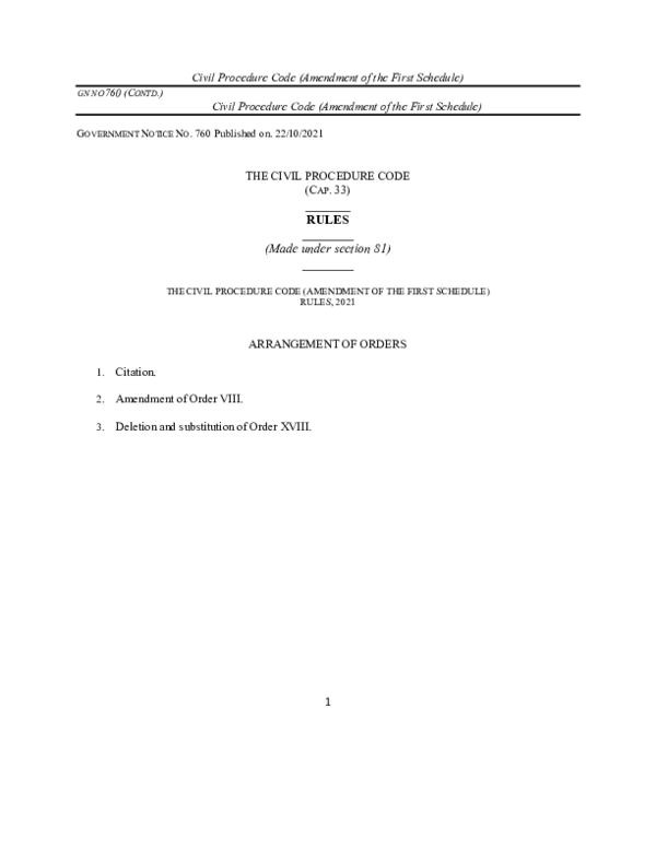 (PDF) Civil Procedure Code (Amendment of the First Schedule)