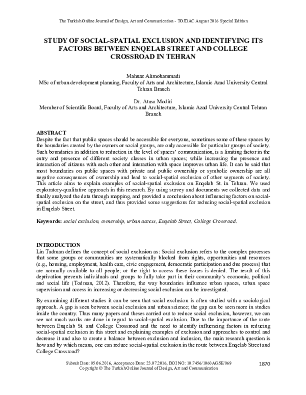 (PDF) Study of Social-Spatial Exclusion and Identifying Its Factors ...