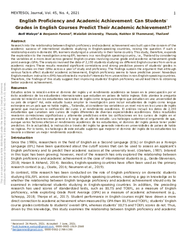 (PDF) English Proficiency and Academic Achievement: Can Students ...