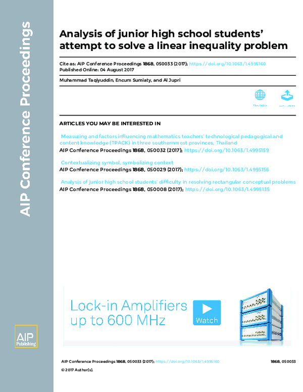 (PDF) Analysis of junior high school students’ attempt to solve a ...