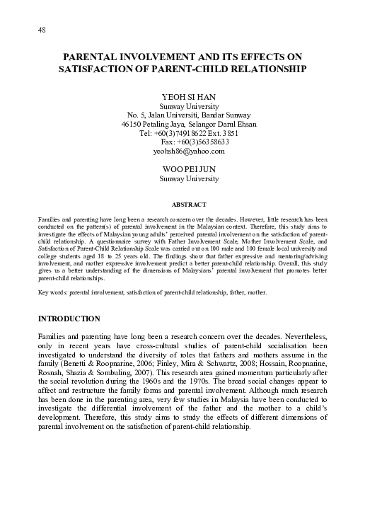 (PDF) Parental Involvement and Its Effects on Satisfaction of Parent ...