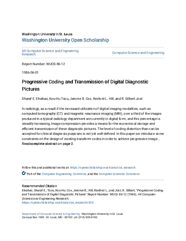 (PDF) Progressive Coding and Transmission of Digital Diagnostic Pictures