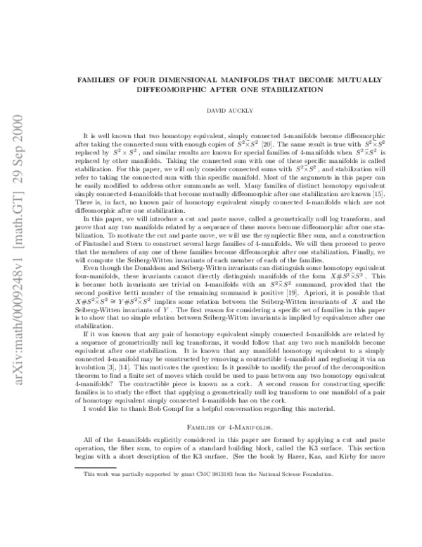 (PDF) Families of four-dimensional manifolds that become mutually ...