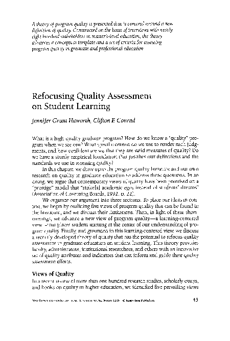 (PDF) Refocusing quality assessment on student learning