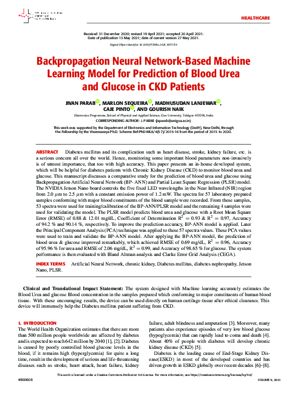 (PDF) Backpropagation Neural Network-Based Machine Learning Model for Prediction of Blood Urea ...