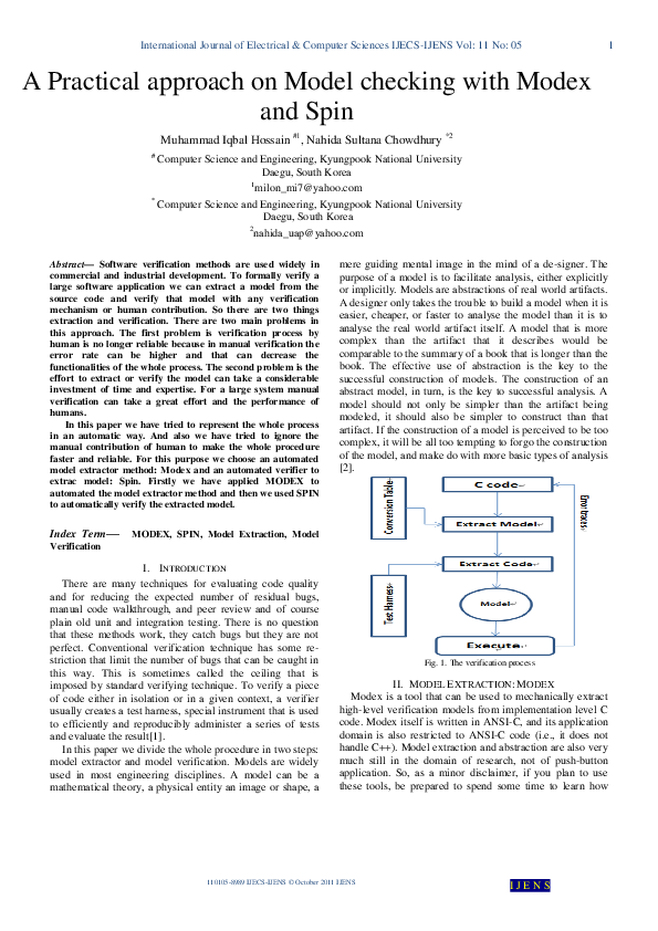 (PDF) Model Checking with Modex and Spin for Verification