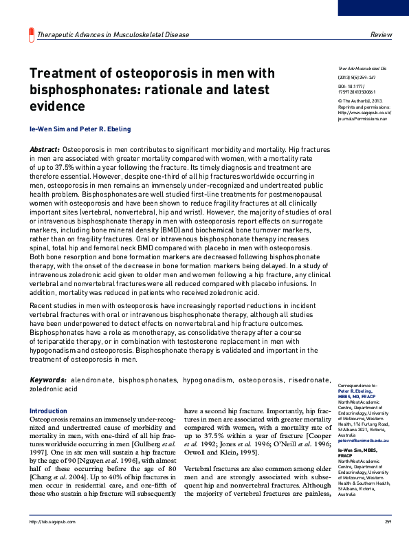 (PDF) Treatment of osteoporosis in men with bisphosphonates: rationale ...