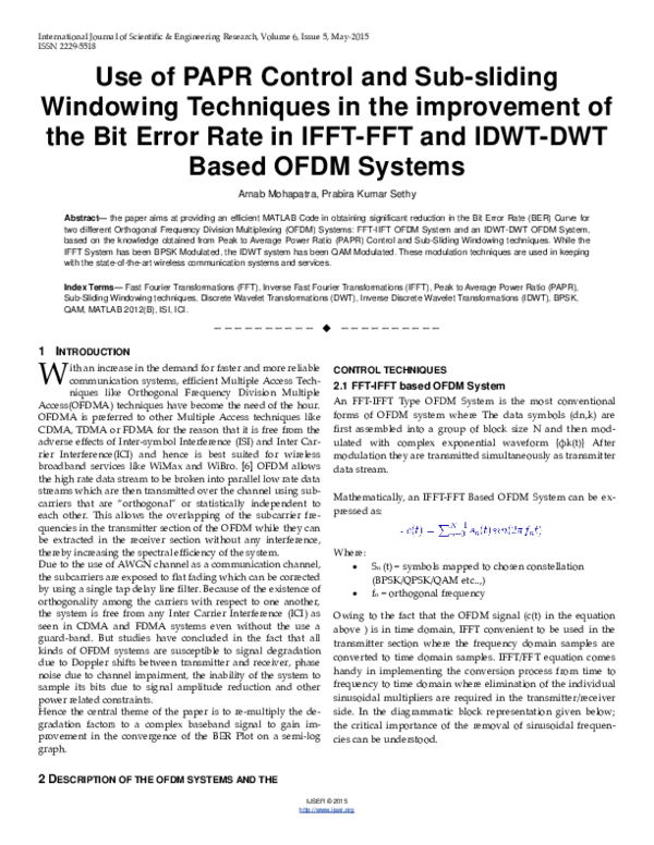 (PDF) Use of PAPR Control and Sub-sliding Windowing Techniques in the improvement of the Bit ...