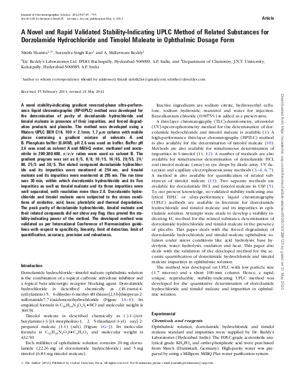 (PDF) A Novel and Rapid Validated Stability-Indicating UPLC Method of Related Substances for ...