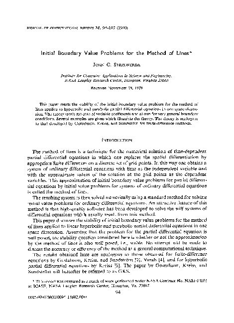 (PDF) Initial boundary value problems for the method of lines
