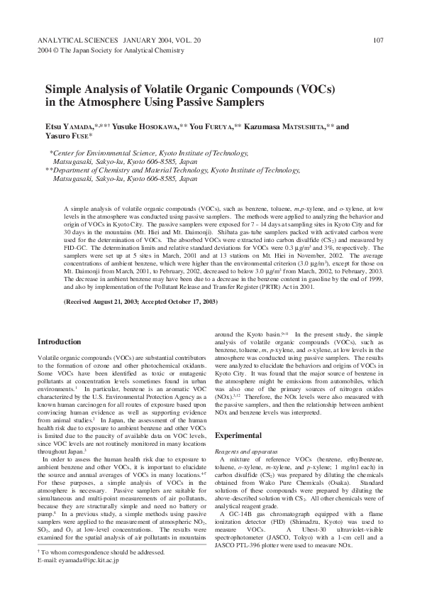 (PDF) Simple Analysis of Volatile Organic Compounds (VOCs) in the ...