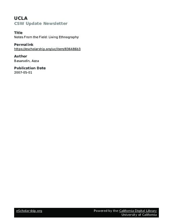 (PDF) Notes From the Field: Living Ethnography
