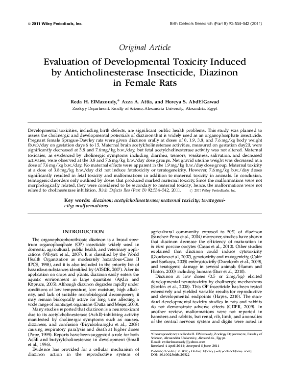 (PDF) Evaluation of developmental toxicity induced by ...