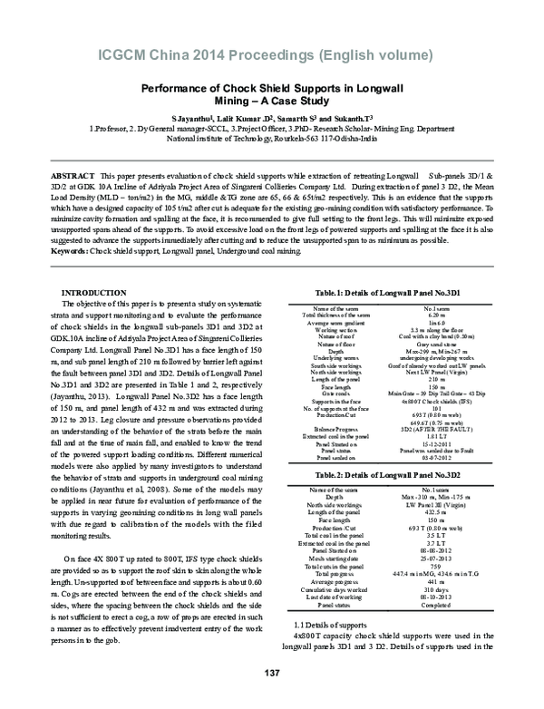 (PDF) Performance of Chock Shield Supports in Longwall Mining – A Case ...