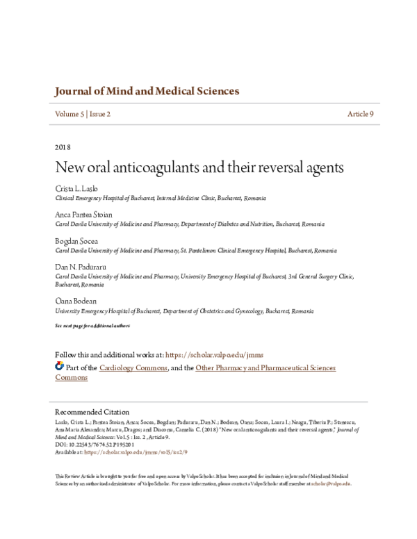 (PDF) NOACs and Their Reversal Agents in AF