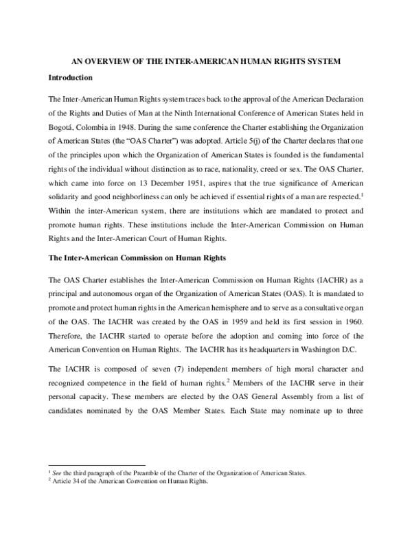 (PDF) AN OVERVIEW OF THE INTER-AMERICAN HUMAN RIGHTS SYSTEM