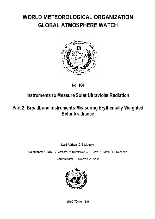 (PDF) Instruments to measure solar ultraviolet irradiance. Part 1 ...