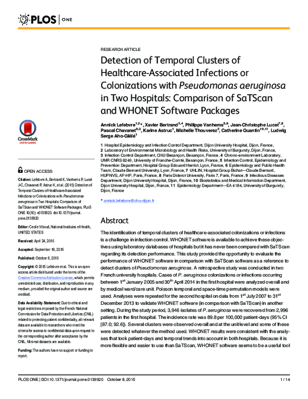 (PDF) Detection of Temporal Clusters of Healthcare-Associated ...