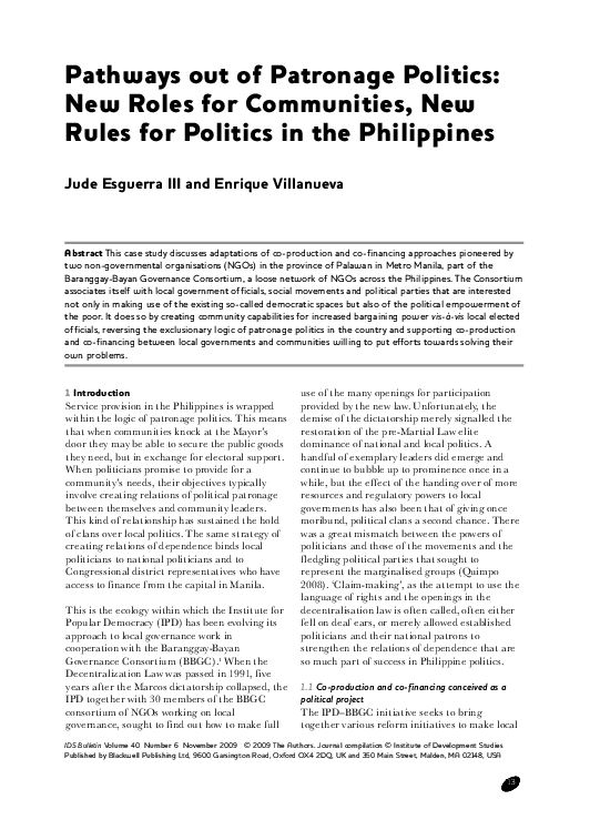 (DOC) "Patronage in Philippine Politics" | Roy Vincent - Academia.edu