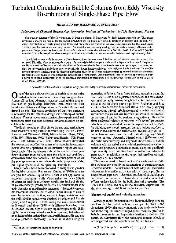 (PDF) Turbulent circulation in bubble columns from eddy viscosity distributions of single-phase ...