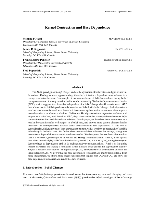 (PDF) Kernel Contraction and Base Dependence