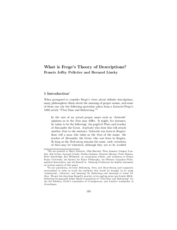 (PDF) What is Frege's Theory of Descriptions?