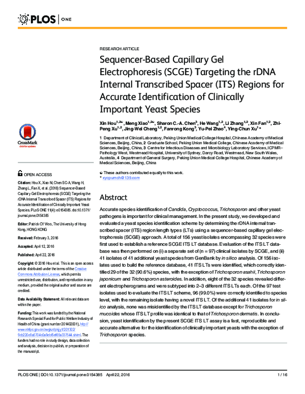 (PDF) Sequencer-Based Capillary Gel Electrophoresis (SCGE) Targeting ...