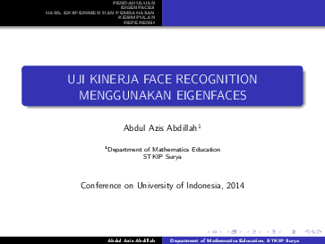 (PDF) Slide : Face Recognition Using Eigenfaces
