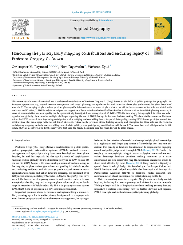 (PDF) Honouring the participatory mapping contributions and enduring ... (PDF) Honouring the participatory mapping contributions and enduring ...