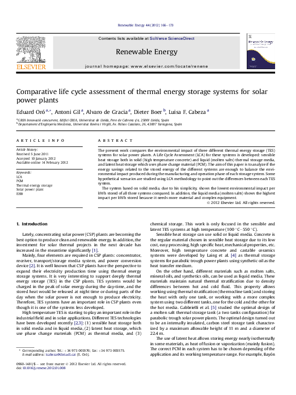 (PDF) Comparative life cycle assessment of thermal energy storage ...
