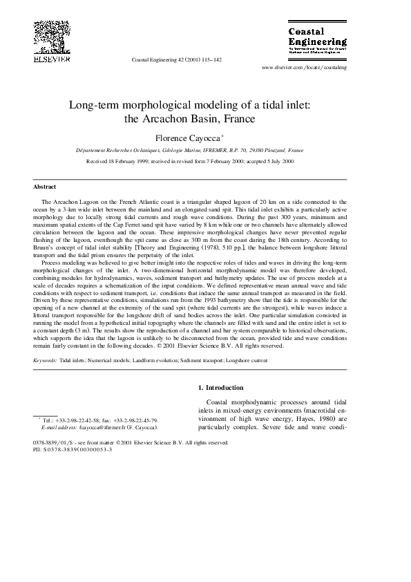 (PDF) Long-term morphological modeling of a tidal inlet: the Arcachon Basin, France