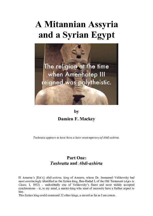 (DOC) A Mitannian Assyria and a Syrian Egypt. Part One: Tushratta and ...