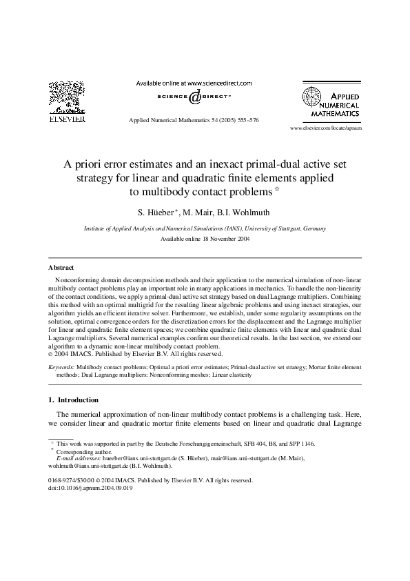 (PDF) A priori error estimates and an inexact primal-dual active set ...